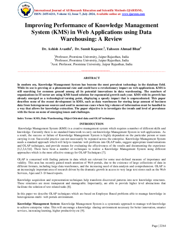 (PDF) Improving Performance of Knowledge Management System (KMS) in Web ...