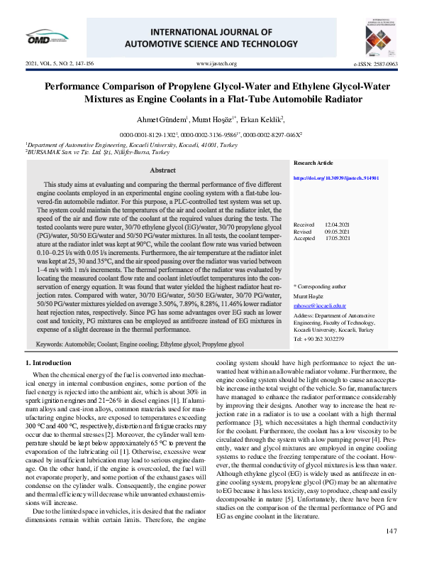 (PDF) Performance Comparison of Propylene Glycol-Water and Ethylene ...