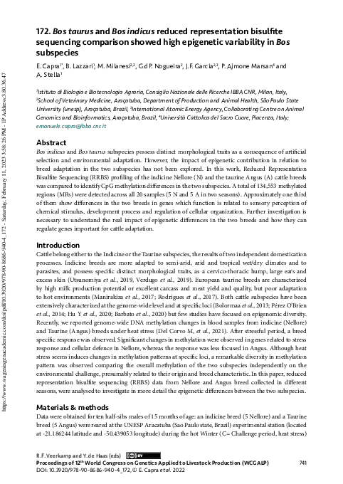 (PDF) 172. Bos taurus and Bos indicus reduced representation bisulfite ...