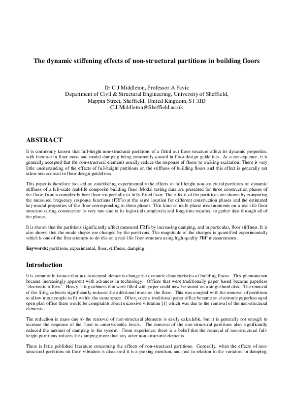 (PDF) The Dynamic Stiffening Effects of Non-Structural Partitions in ...