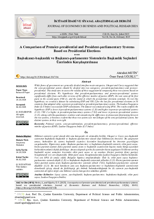 (PDF) A Comparison of Premier-presidential and President-parliamentary ...