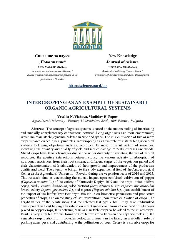 (PDF) Intercropping as an Example of Sustainable Organic Agricultural ...