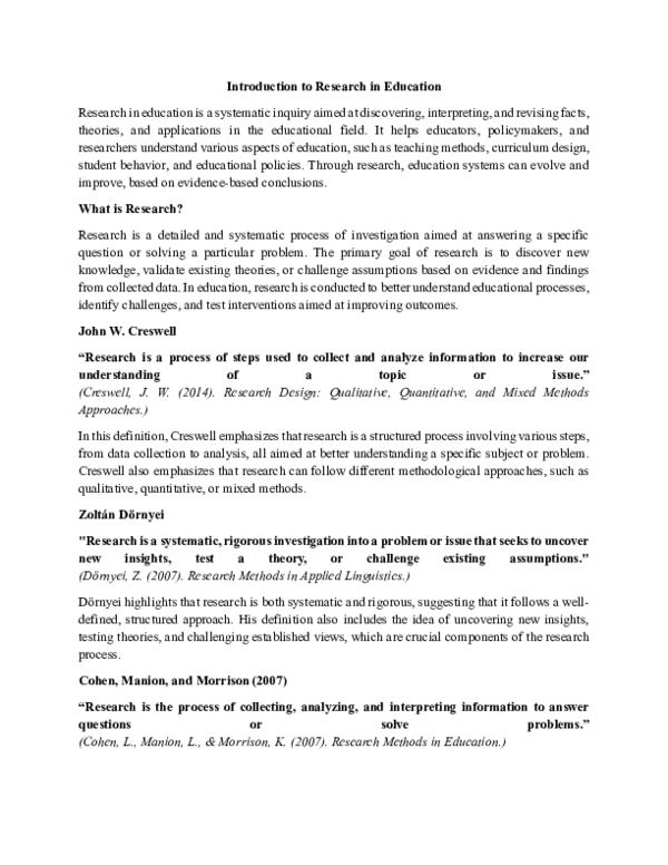 (PDF) .1 Introduction to Research in Education