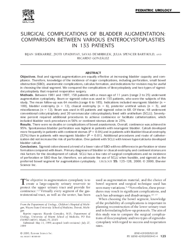 (PDF) Surgical complications of bladder augmentation: comparison ...