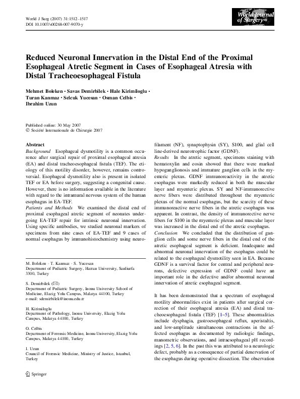 (PDF) Reduced Neuronal Innervation in the Distal End of the Proximal ...
