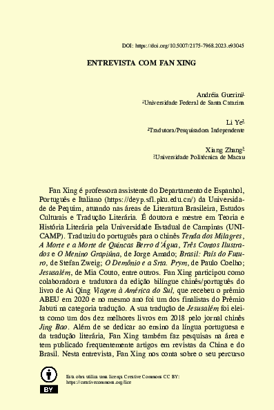 (PDF) Entrevista com Fan Xing