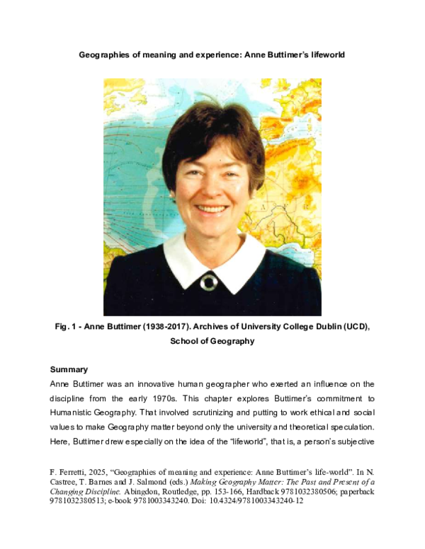 (PDF) F. Ferretti, 2025, “Geographies of meaning and experience: Anne ...