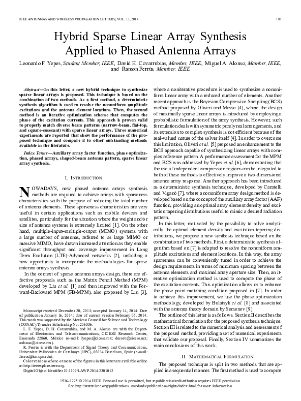(PDF) Hybrid Sparse Linear Array Synthesis Applied to Phased Antenna Arrays