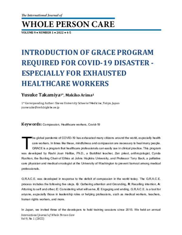 (PDF) Introduction of GRACE program required for COVID-19 disaster ...