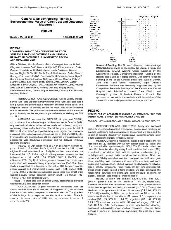 (PDF) PD25-01 Long-Term Impact of Mode of Delivery on Stress Urinary Incontinence and Urgency ...