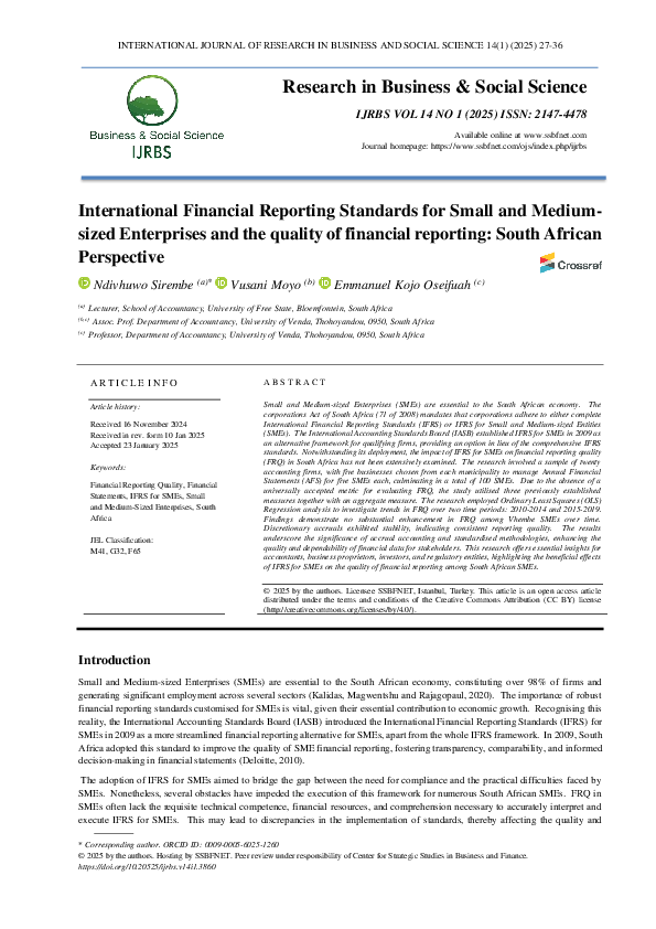 (PDF) International Financial Reporting Standards for Small and ...