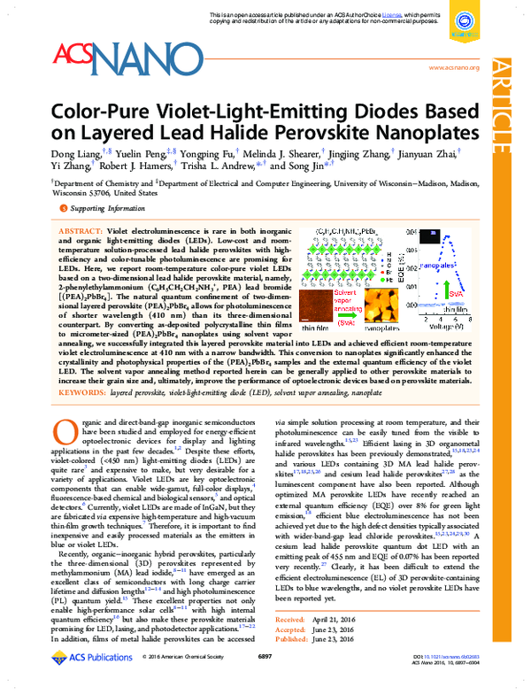 (PDF) Color-Pure Violet Light-Emitting Diodes Based on Layered Lead ...