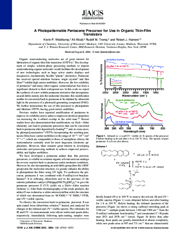 (PDF) A Photopatternable Pentacene Precursor for Use in Organic Thin ...