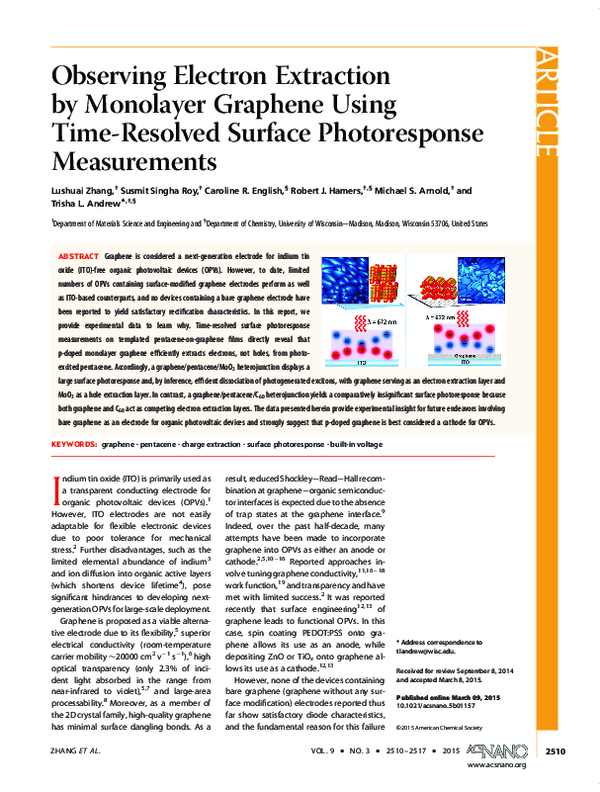 (PDF) Observing Electron Extraction by Monolayer Graphene Using Time ...