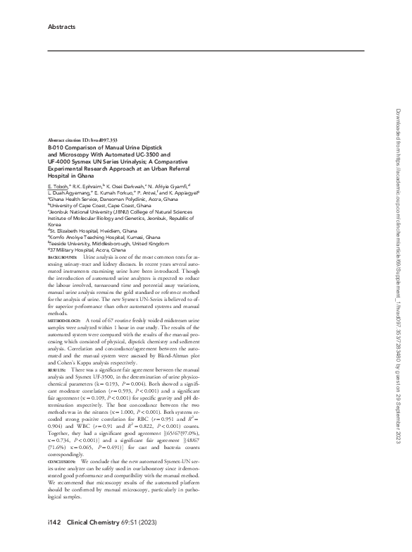 (PDF) B-010 Comparison of Manual Urine Dipstick and Microscopy With ...