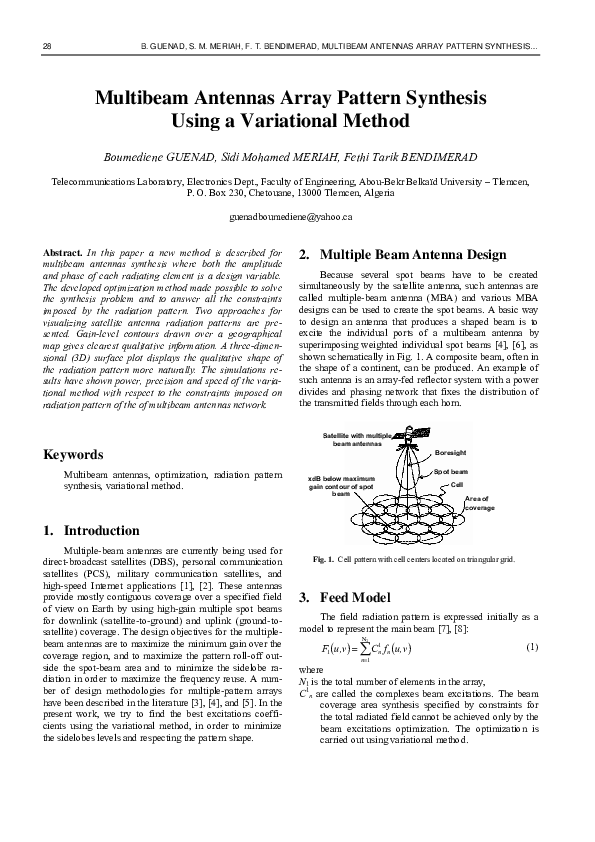 (PDF) Multibeam Antennas Array Pattern Synthesis Using a Variational Method