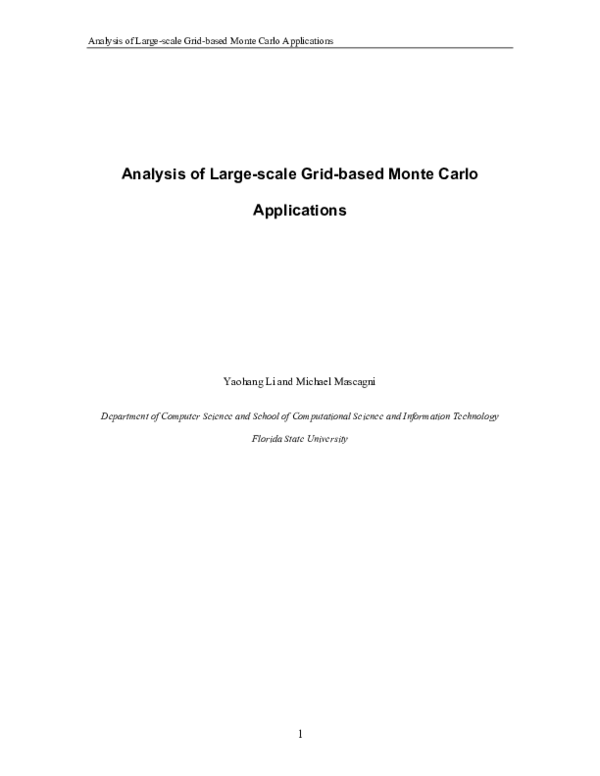 (PDF) Analysis of Large-Scale Grid-Based Monte Carlo Applications