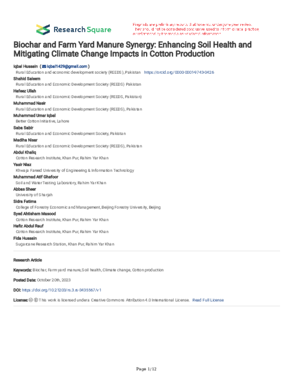 (PDF) Biochar and Farm Yard Manure Synergy: Enhancing Soil Health and ...