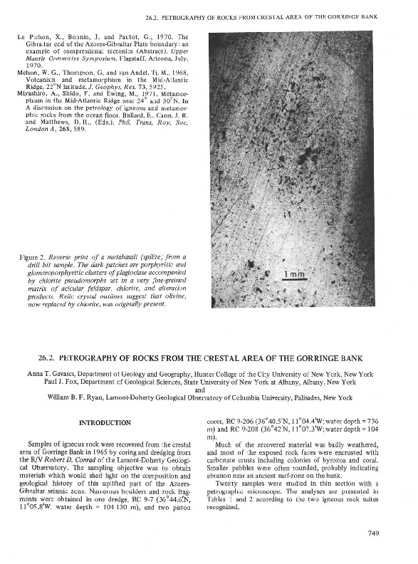 (PDF) Petrography of Rocks from the Crestal Area of the Gorringe Bank