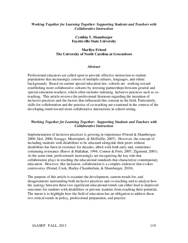 (PDF) Working Together for Learning Together: Supporting Students and ...