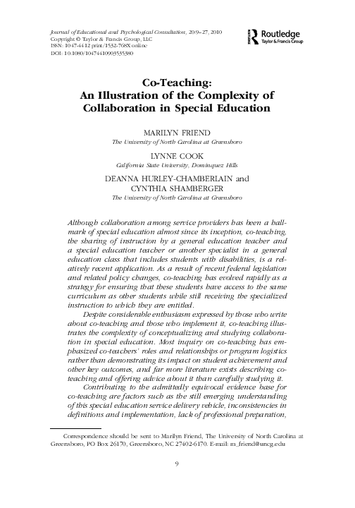 (PDF) Co-Teaching: An Illustration of the Complexity of Collaboration ...