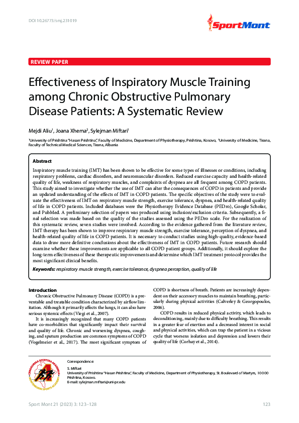 (PDF) Effectiveness of Inspiratory Muscle Training among Chronic ...