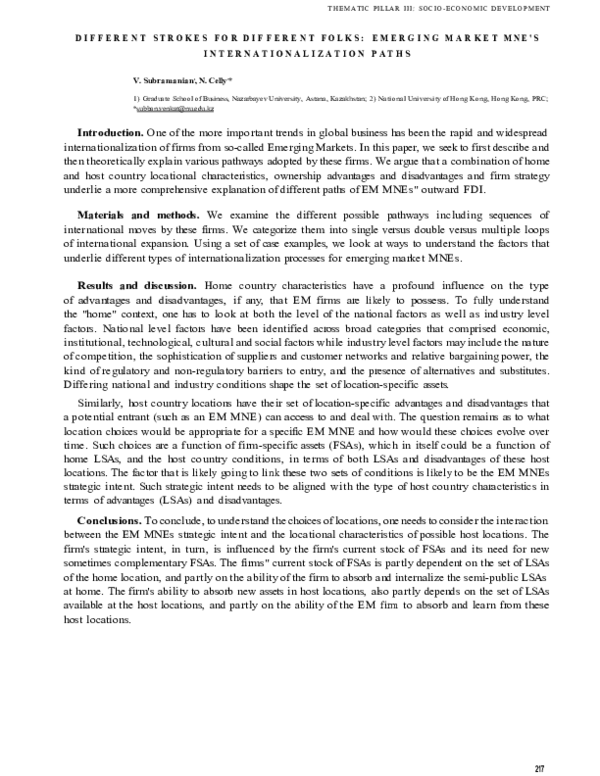 (PDF) Different strokes for different folks: emerging market MNE'S ...