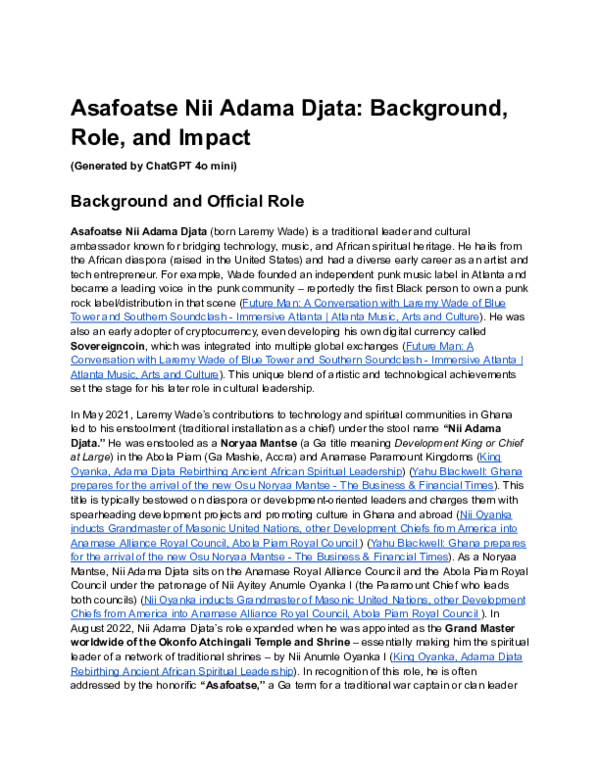 (PDF) Asafoatse Nii Adama Djata: Background, Role, and Impact