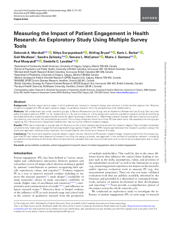 (PDF) Measuring the Impact of Patient Engagement in Health Research: An ...