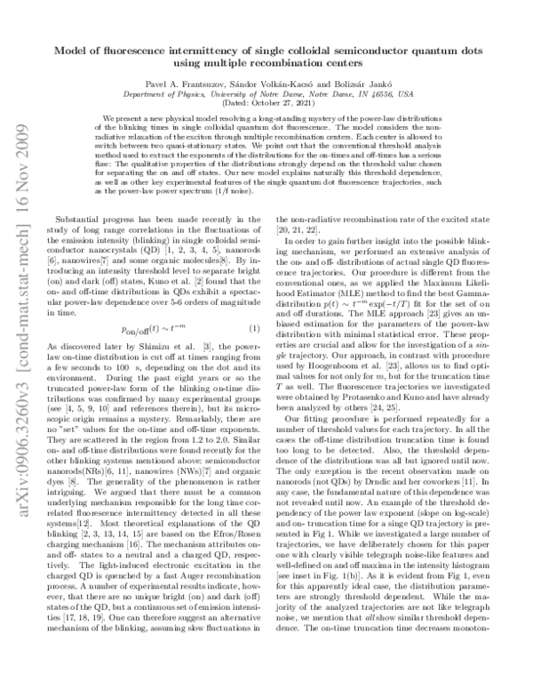 (PDF) Multiple recombination center model of fluorescence intermittency ...
