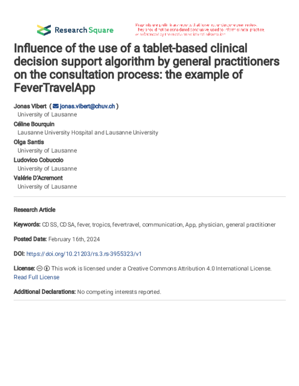 (PDF) Influence of the use of a tablet-based clinical decision support ...