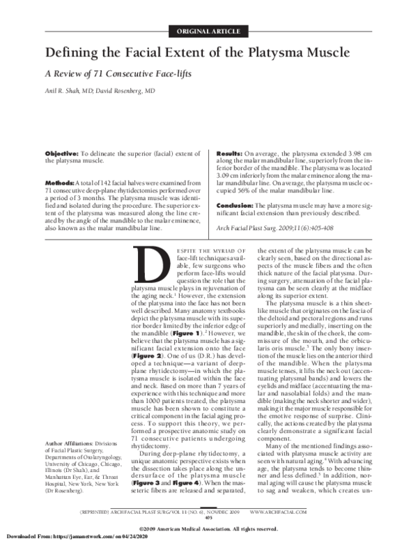 (PDF) Defining the Facial Extent of the Platysma Muscle