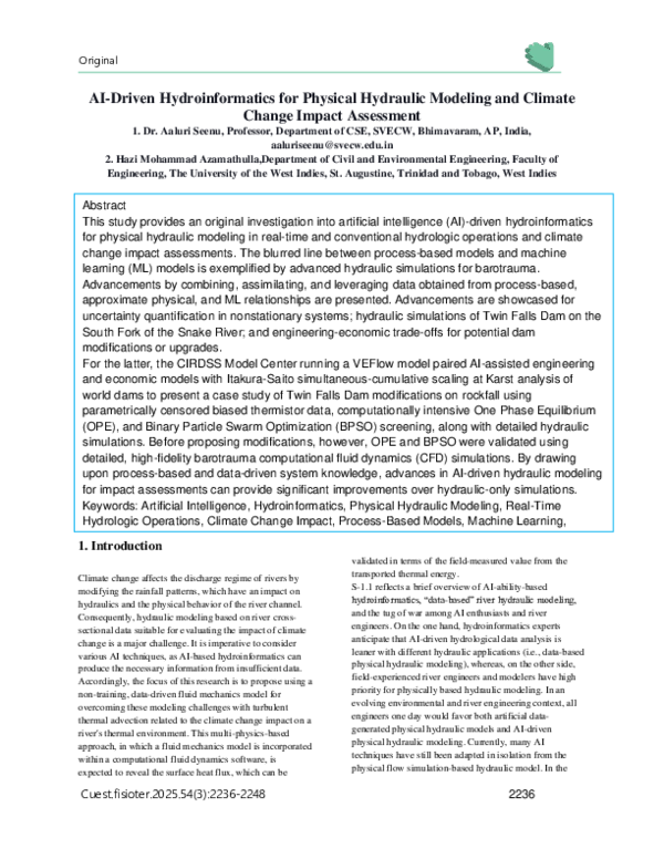 (PDF) AI-Driven Hydroinformatics for Physical Hydraulic Modeling and ...