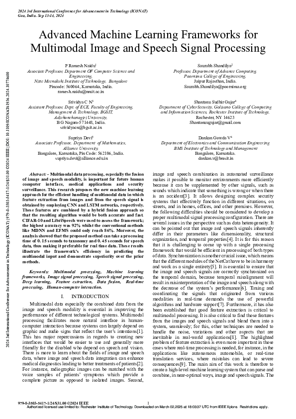(PDF) Advanced Machine Learning Frameworks for Multimodal Image and Speech Signal Processing