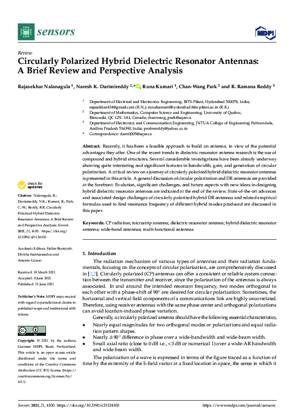 (PDF) Circularly Polarized Hybrid Dielectric Resonator Antennas: A Brief Review and Perspective ...