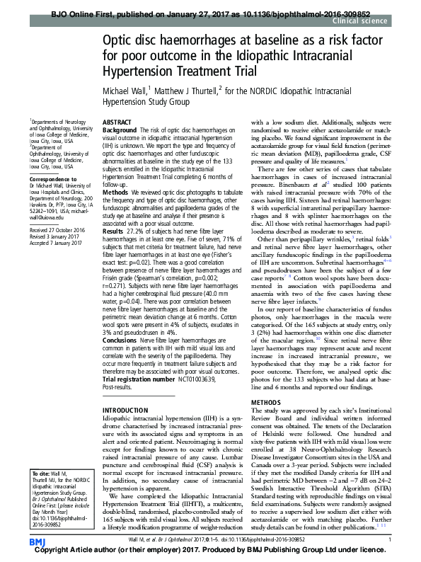 (PDF) Optic disc haemorrhages at baseline as a risk factor for poor ...