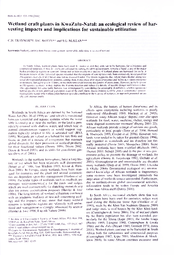 (PDF) Wetland craft plants in KwaZulu-Natal: an ecological review of ...