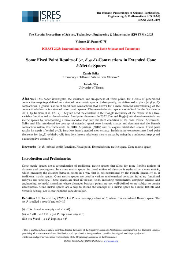 (PDF) Some Fixed Point Results of (α,β,φ,δ) Contractions in Extended Cone b-Metric Spaces