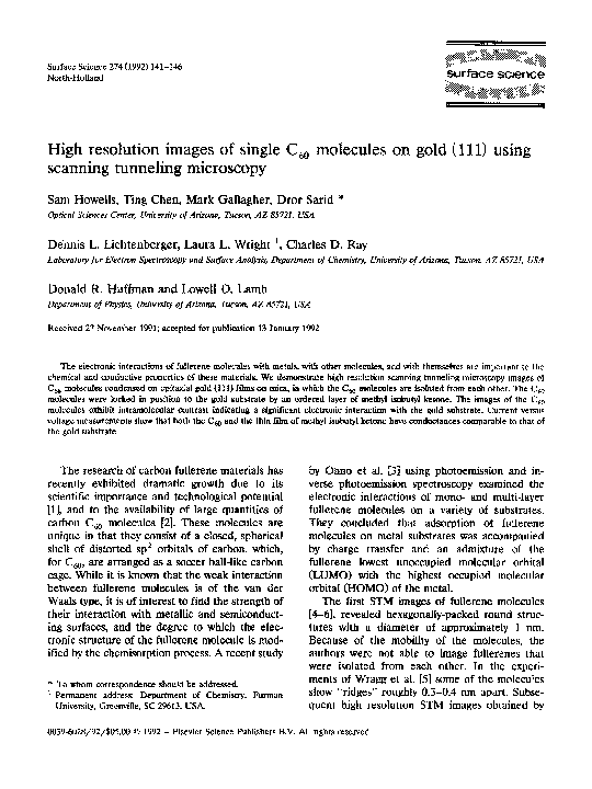 (PDF) High resolution images of single C60 molecules on gold (111 ...
