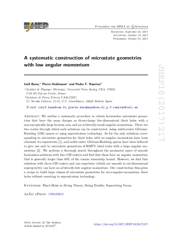 (PDF) A systematic construction of microstate geometries with low ...