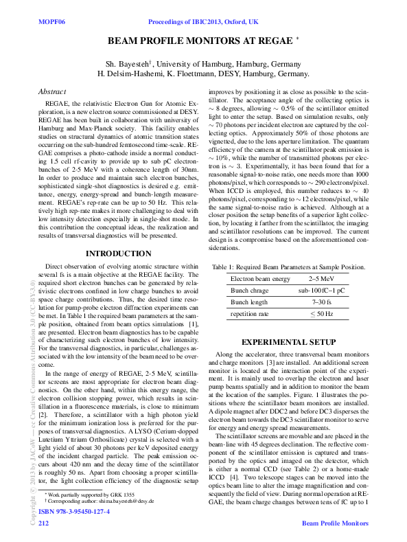 (PDF) Beam Profile Monitors at Regae