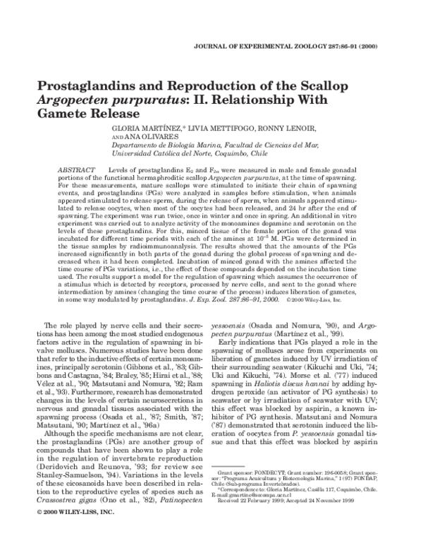 (PDF) Prostaglandins and reproduction of the scallop Argopecten ...