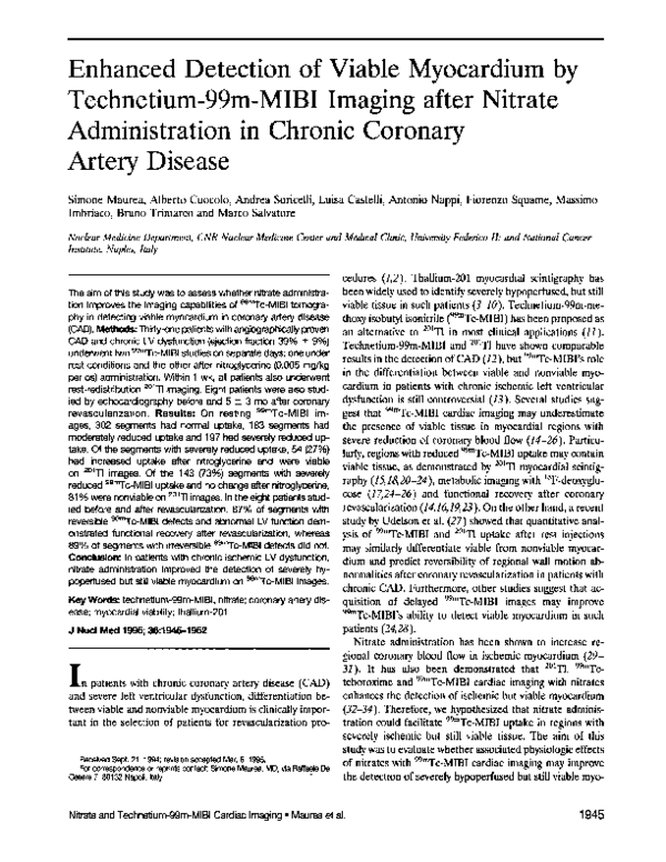 (PDF) Enhanced detection of viable myocardium by technetium-99m ...