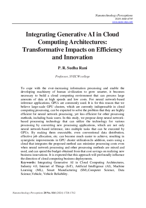 (PDF) Integrating Generative AI in Cloud Computing Architectures: Transformative Impacts on ...