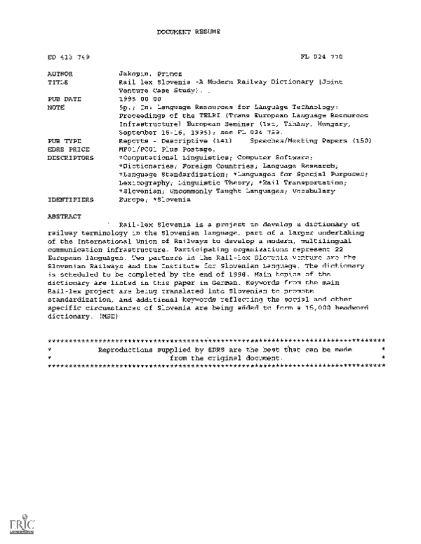 (PDF) Rail-lex Slovenia--A Modern Railway Dictionary (Joint Venture ...