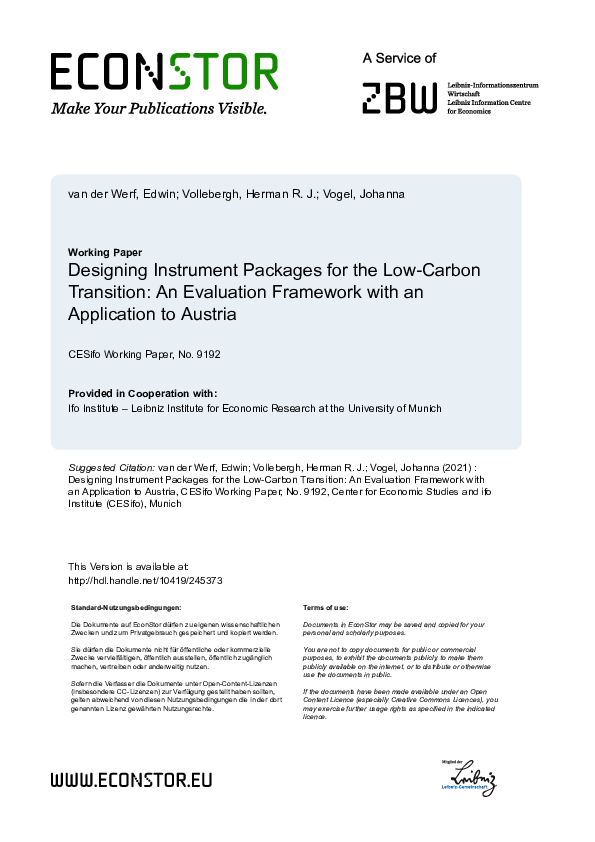 (PDF) Designing Instrument Packages for the Low-Carbon Transition: An ...