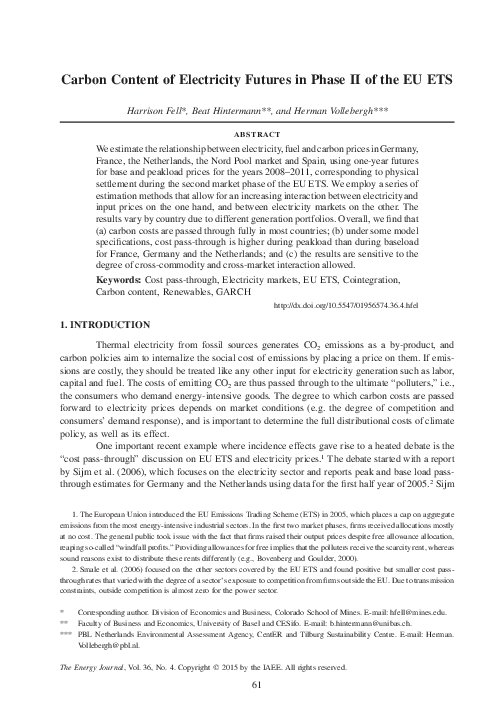 Carbon content of electricity futures in Phase II of the EU ETS