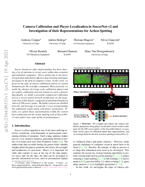 (PDF) Camera Calibration and Player Localization in SoccerNet-v2 and ...