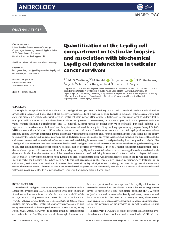 (PDF) Quantification of the Leydig cell compartment in testicular ...