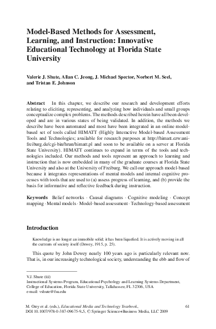 Model-Based Methods for Assessment, Learning, and Instruction ...